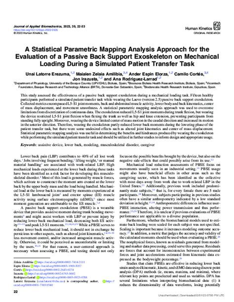 Pdf A Statistical Parametric Mapping Analysis Approach For The Evaluation Of A Passive Back