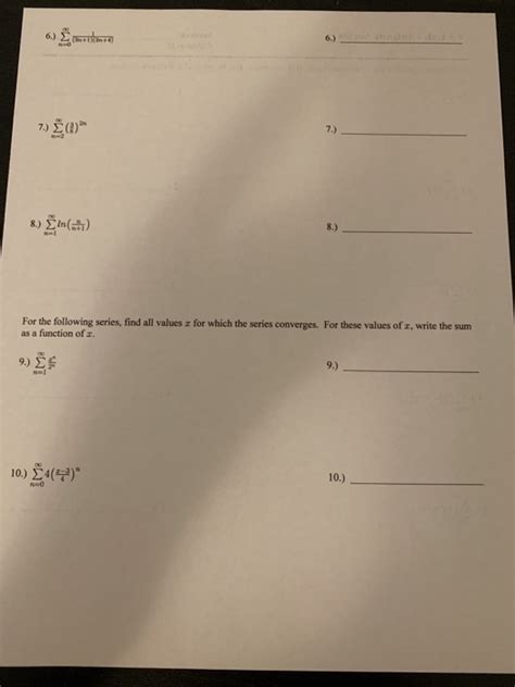 solved for the following series find all values z for which
