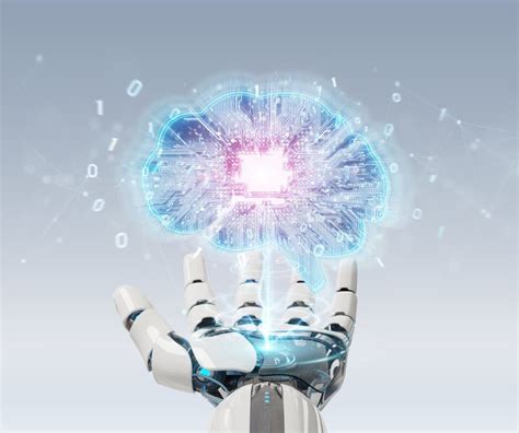 Robot Creating Artificial Intelligence In A Digital Brain 3d Rendering Stock Illustration