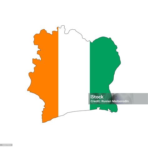 흰색 배경에 플래그가있는 코트디부아르 지도 실루엣 개념에 대한 스톡 벡터 아트 및 기타 이미지 개념 국가 지리적 지역