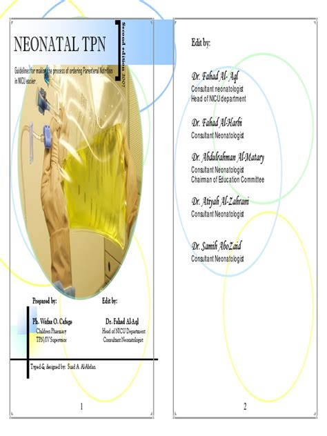 Neonatal Tpn Dr Fahad Al Aql Pdf Potassium Diet And Nutrition