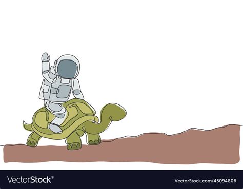 Single Continuous Line Drawing Of Cosmonaut Vector Image