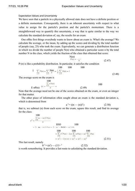 Solution Expectation Values And Uncertainty Quantum Physics 1 Mit
