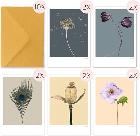 Luxe Wenskaarten Set 10 Stuks Met Envelop Botanische Kaarten Zonder Tekst