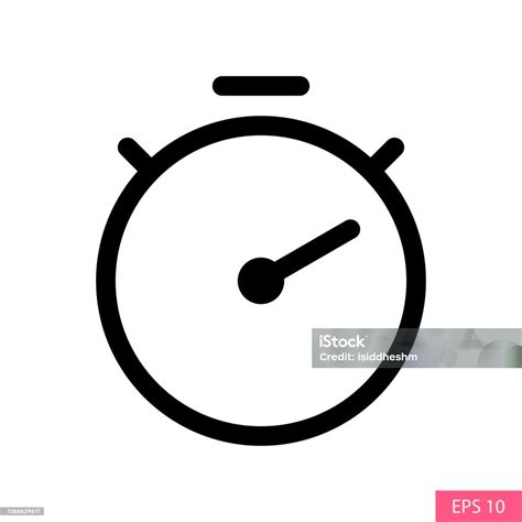 흰색 배경에서 격리된 웹 사이트 디자인 앱 Ui용 라인 스타일 디자인의 스톱워치 또는 타이머 벡터 아이콘입니다 편집 가능한 스트로크 Eps 10 벡터 일러스트레이션 검은색에