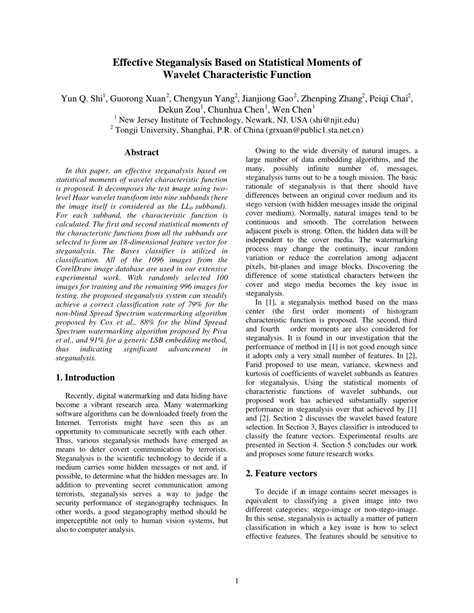 pdf effective steganalysis based on statistical moments of wavelet