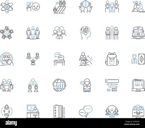 Engagement Strategy Line Icons Collection Connection Interaction