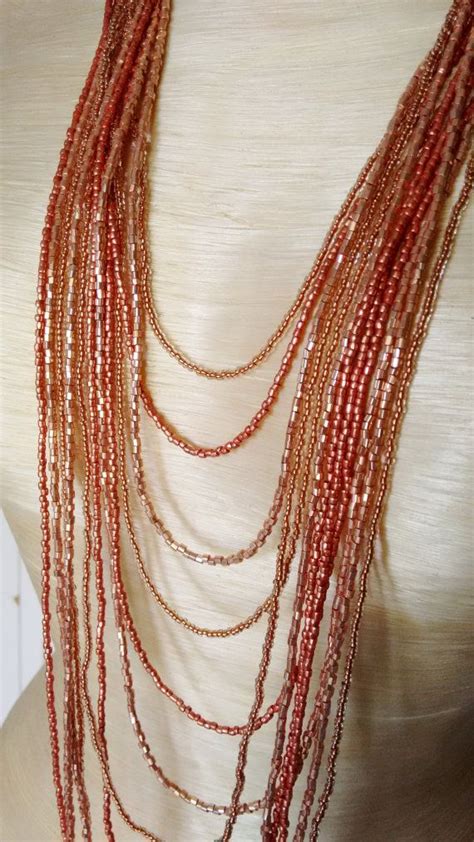 Rose Collier En Or Collier De Perles De Rocaille Grand Collier Perle Collier Collier En Or