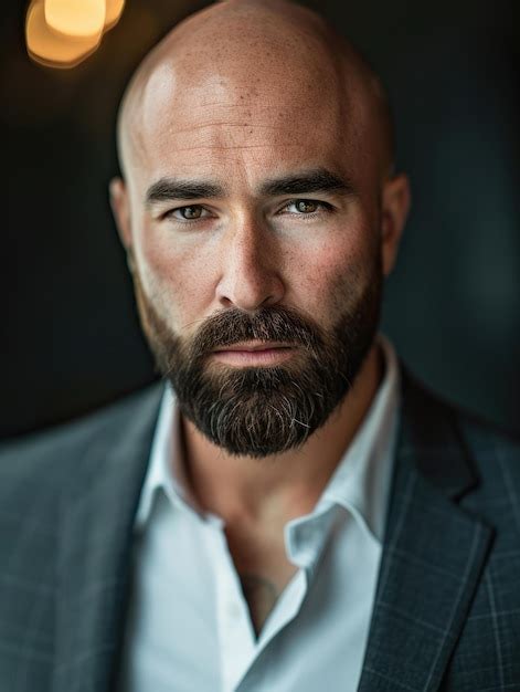 An Attractive Bald And Beard Man Wearing Suit Professional Portrait