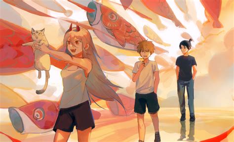 Power Denji Hayakawa Aki And Meowy Chainsaw Man Drawn By Astruma Danbooru