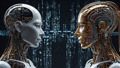 A Visual Representation Of Two Robot With Digital Interface In The Background Robot Artificial