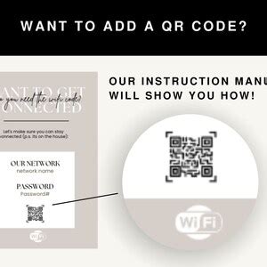 WIFI Code Sign Editable Canva Template For WIFI Password In Your Airbnb Hotel Or Self