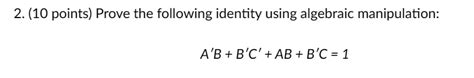 solved 10 ﻿points ﻿prove the following identity using