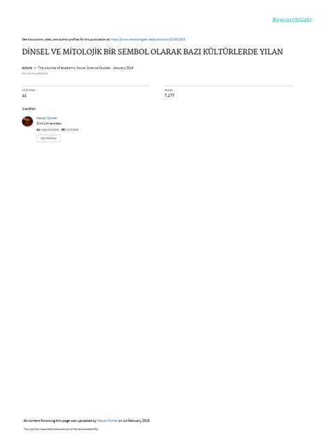 Dinselvemitolojik Bir Sembol Olarak Ylan Pdf