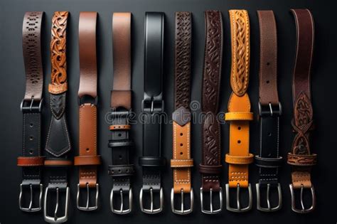 Different Kinds Of Leather Belts Isolated For A Fashion Accessories