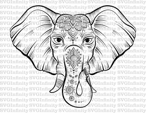 Elephant Mandala Svg Elephant Head Svg Ethnic Elephant Svg African