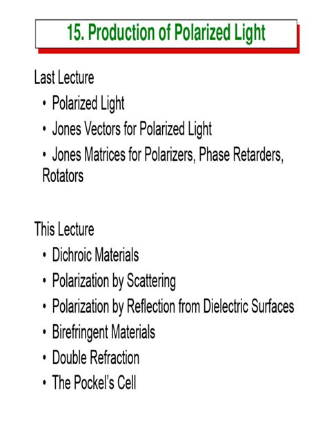 15 Production Of Polarized Light Pdf Polarization Waves