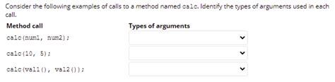 Solved Consider The Following Examples Of Calls To A Method