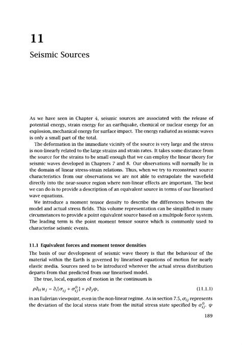 Seismic Sources Chapter 11 The Seismic Wavefield