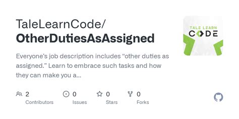 Github Talelearncode Otherdutiesasassigned Everyones Job Description Includes Other Duties