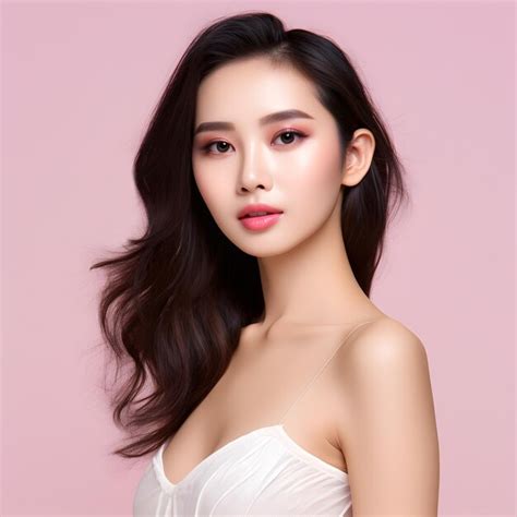 Premium Ai Image Pretty And Cute Young Asian Model Bright Clean Skin Facial Treatment