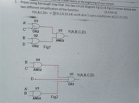 Solved Prove Using K Map That The Two Circuit Diagram Fig