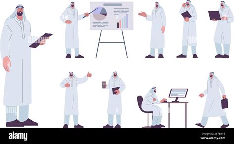 Arabian Islamic Male Business Character Saudi Man Activities
