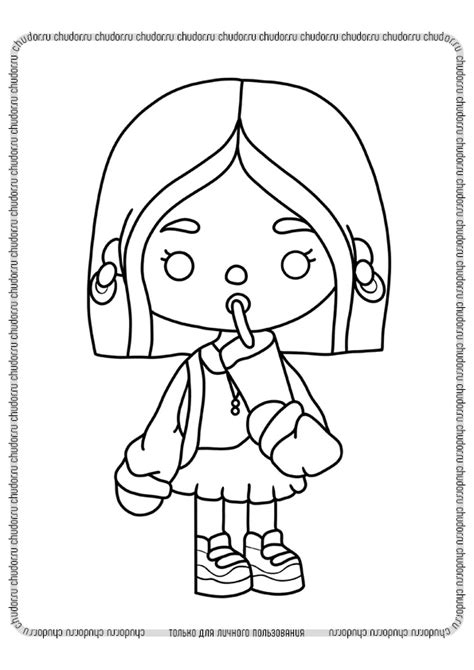 Раскраска Девочка Тока Бока пьёт Boba Tea Чудо ребенок