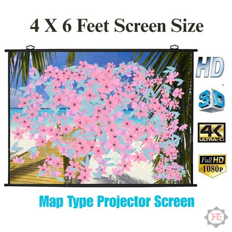 Hi Tech Map Type Projector Screen 6x4 Hi Tech High Gain Fabric At Best