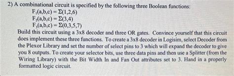 Solved 2 A Combinational Circuit Is Specified By The