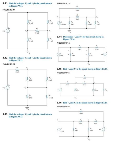 solved 3 9 find the voltages v1 and v2 in the circuit shown