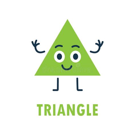 Green Triangle Cartoon With Smiling Face Arms And Legs Cute Vector