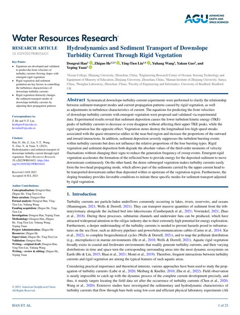 Hydrodynamics And Sediment Transport Of Downslope Turbidity Current