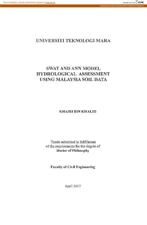 pdf swat model assessment in malaysian watersheds
