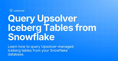 Query Upsolver Iceberg Tables From Snowflake Upsolver