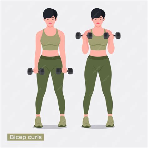 Premium Vector Dumbbell Bicep Curls Exercise Woman Workout Fitness Aerobic And Exercises