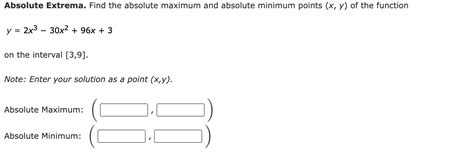 solved absolute extrema find the absolute maximum and