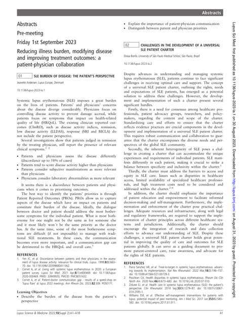 Pdf 01 Sle Burden Of Disease The Patients Perspective