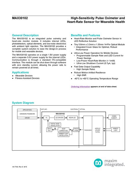 Max30102 Nothing General Description The Max30102 Is An Integrated Pulse Oximetry And Heart