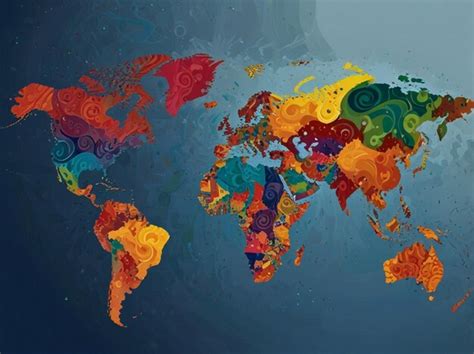 Colored World Map Premium Ai Generated Image