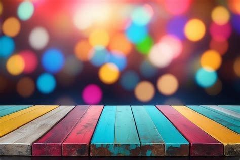 Premium Photo Metal Table Top On Colorful Blurred Abstract Background