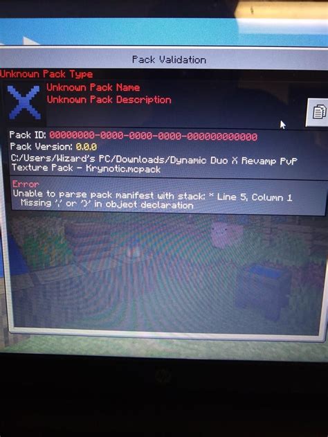 Got This Error On Bedrock For Importing A Pack How Do I Fix Rminecraft