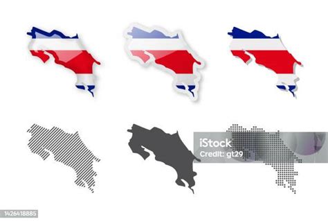 코스타리카 지도 컬렉션 서로 다른 디자인의 여섯 가지지도 0명에 대한 스톡 벡터 아트 및 기타 이미지 0명 3차원 형태 개체 그룹 Istock