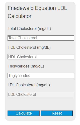 Friedewald Equation Calculator Calculator Academy