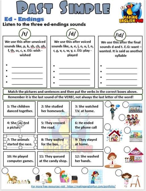 Past Tense Ed Worksheets Printable Pdf Template