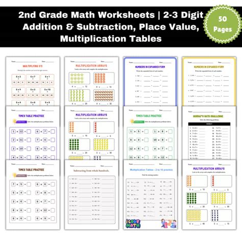 2nd Grade Math Worksheets Addition Subtraction Place Value