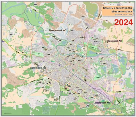 Настенная карта города Тюмень 2024