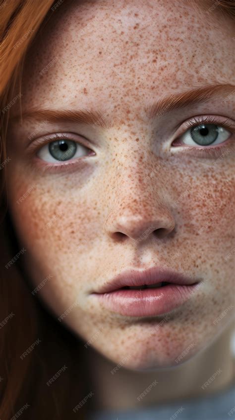 Premium Photo Photo Closeup Face Of Young Red Ginger Freckled Woman