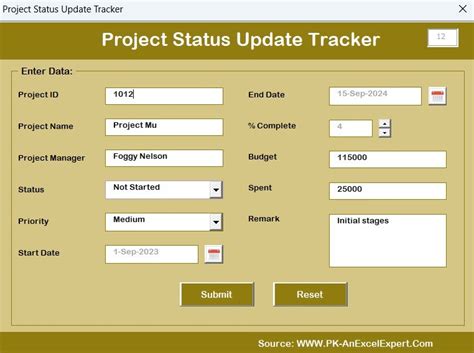 Project Status Update Tracker In Excel Pk An Excel Expert