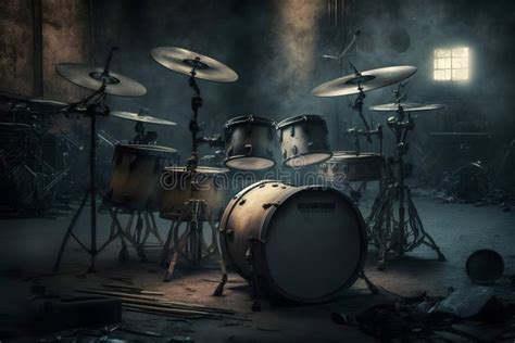 drum kit in a grunge garage neural network ai generated stock illustration illustration of